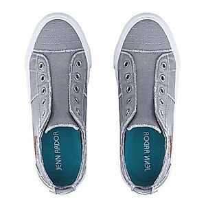 JENN ARDOR Womens Fashion Slip on Sneakers Walking Shoes for Women No Lace Flats Low Top Canvas Shoes Trendy Comfort Casual Tennis Shoes for Women