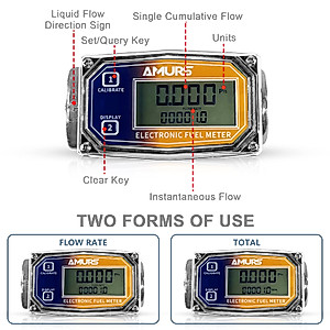 Turbine Flow Meter Fuel Flowmeter with LCD Display Oil Fuel Flowmeter 1 inch Stainless Steel Digital Flowmeter with NPT Counter for Measure Diesel Kerosene Gasoline