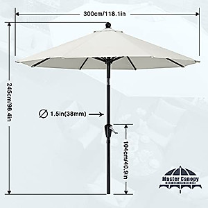 MASTERCANOPY Patio Umbrella for Outdoor Market Table -8 Ribs (10ft,Light Beige)