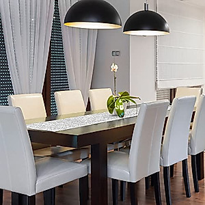 6 Pieces 12 x 108 Inches Sequin Table Runner Glitter Sequin Rectangular Table Runner Cloth for Birthday Wedding Baby Shower Bachelorette Holiday Celebration Party Decorations (Silver)