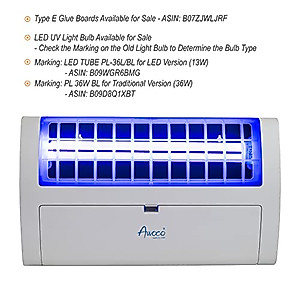 Awoco LED 13 W Wall Mount Sticky Fly Trap Lamp for Capturing Flies, Mosquitoes, Moths and Flying Insects (Fly Trap + 6 Glue Boards)