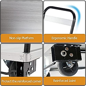 LKFDFIA Platform Truck Cart, Foldable Push Cart 780 Lbs Aluminum Dolly Cart Large Size Heavy Duty Moving Cart for Home,Groceries,Garage,Factories(36.5" L X 24" W)