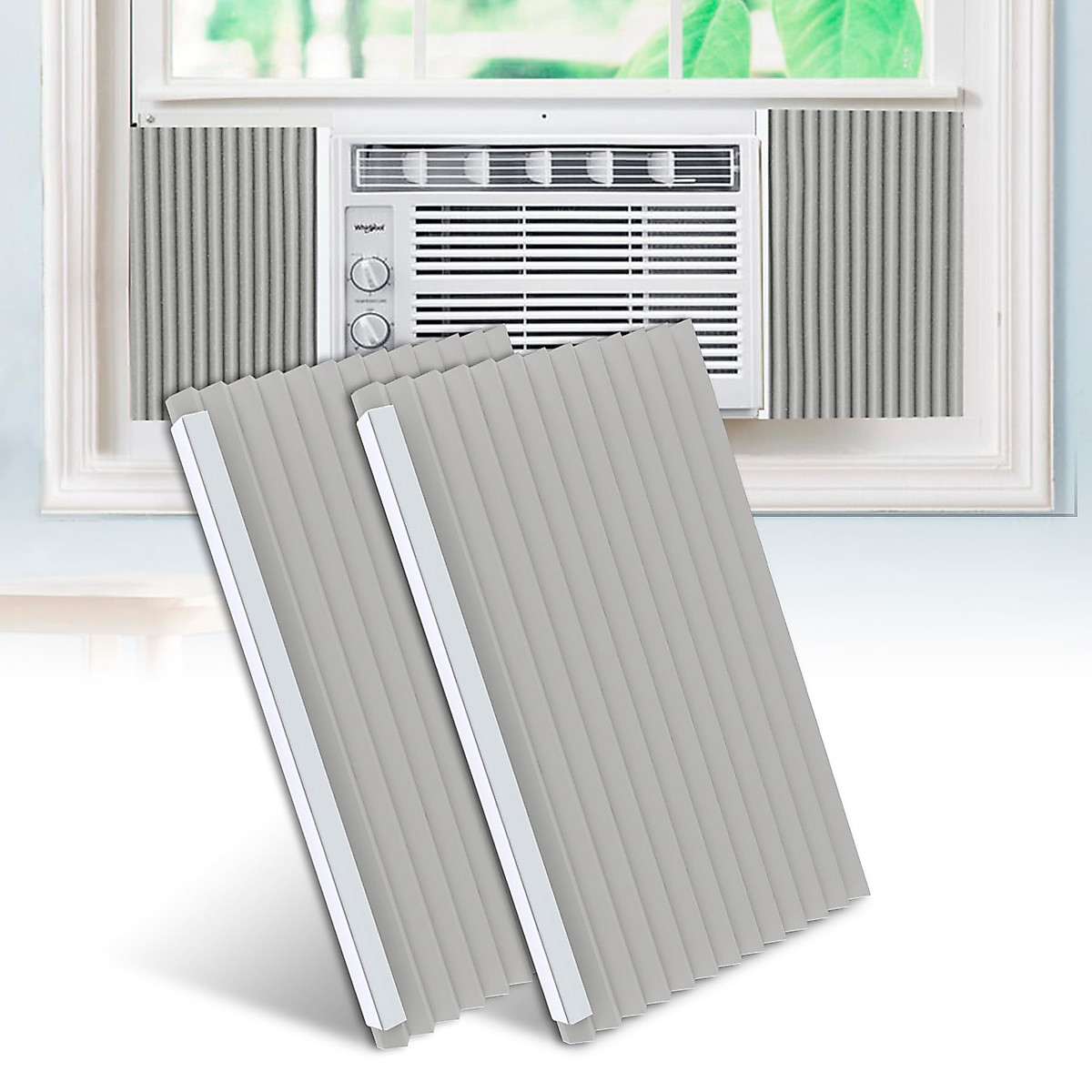 BJADE'S Window Air Conditioner Side Panels Kit,Window AC Foam Insulation Side Panels for Window AC Unit Indoor Air Conditioner Cover for Summer Winter Protection,17" x 9" x 7/8" Window Seal Panel