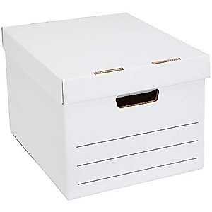 Amazon Basics Medium Duty Storage/Filing Boxes with Lid and Handles - Legal/Letter Size, 16.2 x 12.5 x 10.5 inches, 12-Pack