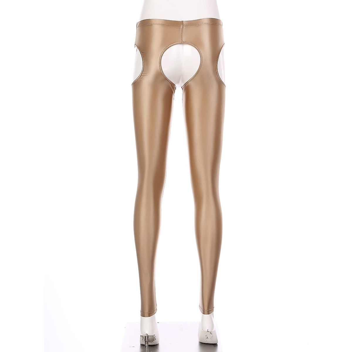 Agoky Women's High Waist Gym Leggings Tights Hollow Compression Workout Yoga Pants Coffee One Size