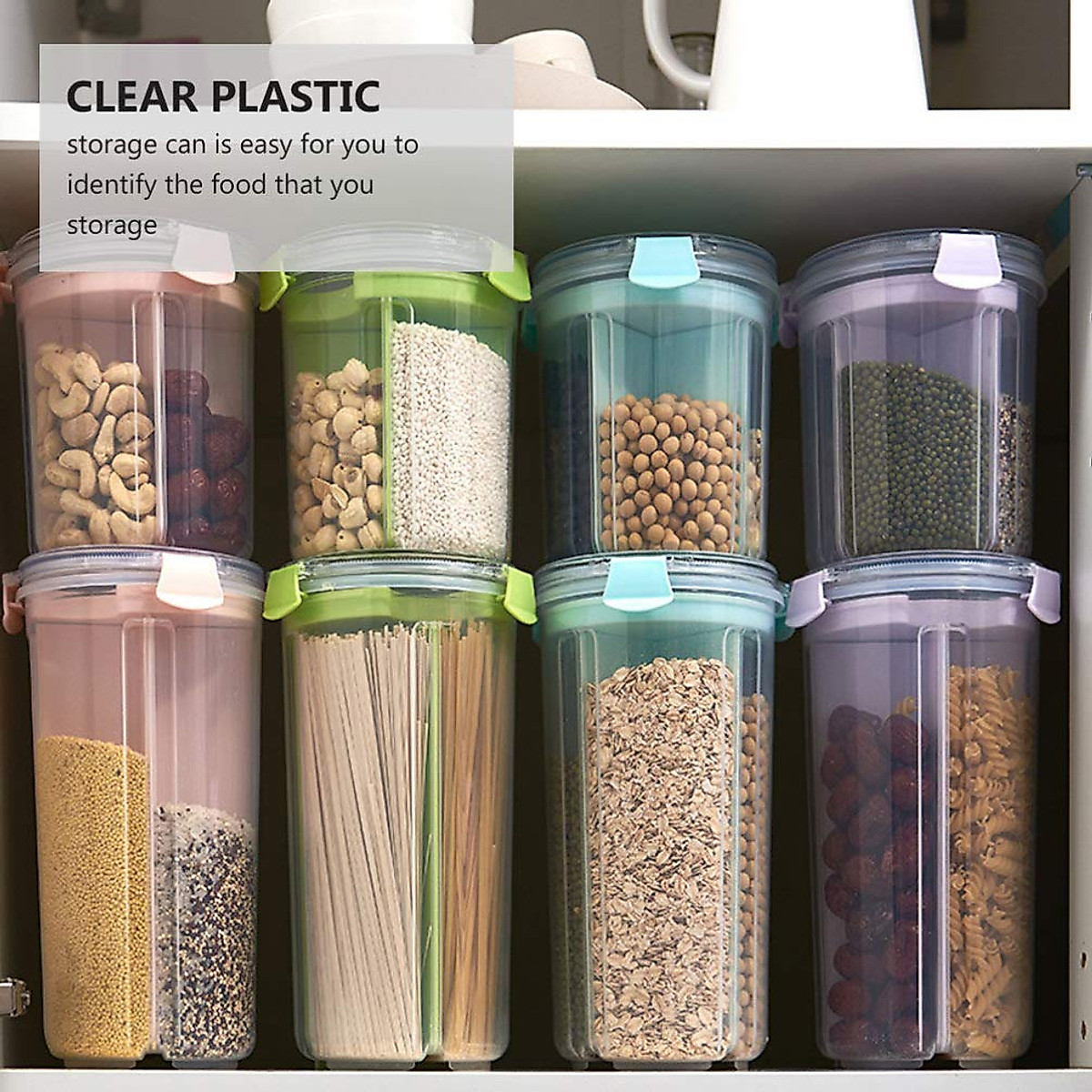 Cabilock Pantry Organization Containers Food Storage Canisters Plastic Airtight Jar Food Crisper Tall Plastic Pasta Storage Food Storage Jar