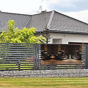 Banners and Signs for Outdoor 35x71 Backdrop for Birthday Party Business Graduation Wedding Event,American West Rodeo Hat