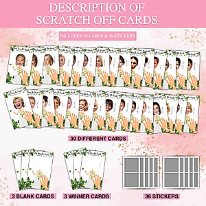 Bridal Shower Games - Who Has The Groom Scratch Off Celebrity Cards - Elegant Greenery Floral Bachelorette Party Game Favor Decor- Wedding/Engagement Party Ideas Activities - 36 Mini Size Cards(04)