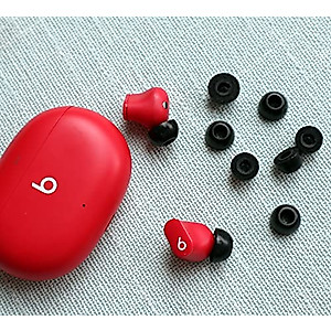 Ear Hooks Memory Foam Ear Tips Kits Compatible with Beats Studio Buds, Anti-Slip Comfortable Noise Reduce Double Flange Eartips Accessories Compatible with Beats Studio Buds Black L/M/S
