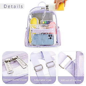 abshoo Clear Mini backpack Stadium Approved 12x12x6 Clear Bag Transparent Small Backpacks (Purple)
