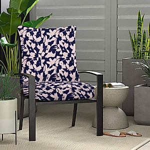 2-Piece Outdoor Deep Seat Cushion Set Pink and Navy Floral brush strokes seamless for fashion prints Back Seat Lounge Chair Conversation Cushion for Patio Furniture Replacement Seating Cushion