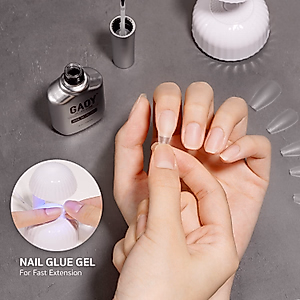 GAOY 2Pcs 16ml Gel Nail Glue for Acrylic Nails Tips, 2 in 1 Nail Glue and Base Coat, UV Light Cure