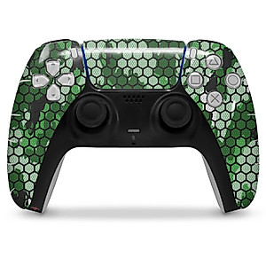 WraptorSkinz Skin Wrap compatible with Sony PS5 DualSense Controller HEX Mesh Camo 01 Green (CONTROLLER NOT INCLUDED)