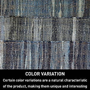 Chardin home Farmhouse Rag Rug 4x6 feet Denim Blue | Cotton & Jute Hand Woven Chindi Rug, Long Boho Rug | Perfect for Hallways, Kitchens, Bathroom, bedrooms | Shades of Blue