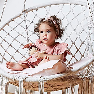 Kaloo Tendresse - My First Fabric Doll Amadine 10” Tall - Brown Hair and Pink Linen Dress - Washable - Ages 0+ - K200004