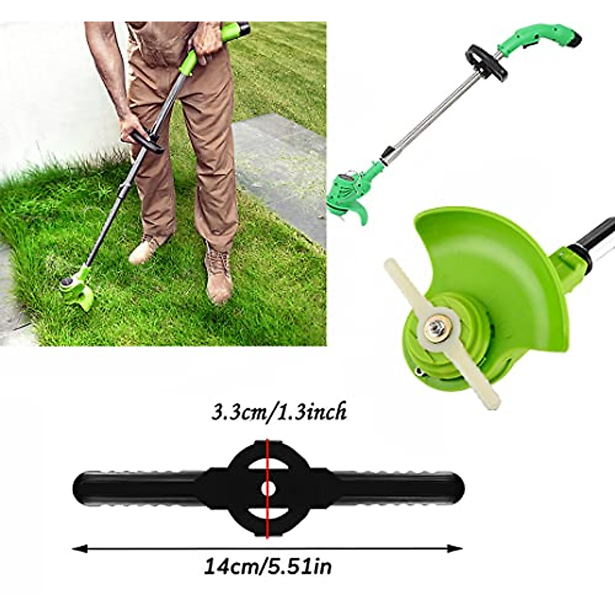String Trimmer Head Blades Replace -20Pcs Plastic Lawn Mower Blades Grass Handheld Trimmer Head Replacement Cutter Garden Weed Replacement Blade for Cordless Grass Brushcutter (10 White + 10 Black)