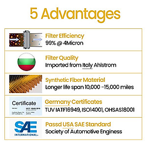 FD-4616 Fuel Filter Compatible with Ford 6.0L Powerstroke F250 F350 F450 F550 Super Duty 03-07 Excursion 03-05 FD4616 4 Micron Diesel Filter Replaces 3C3Z9N184CB Upper Fuel Bowl Lower Lifter Pump