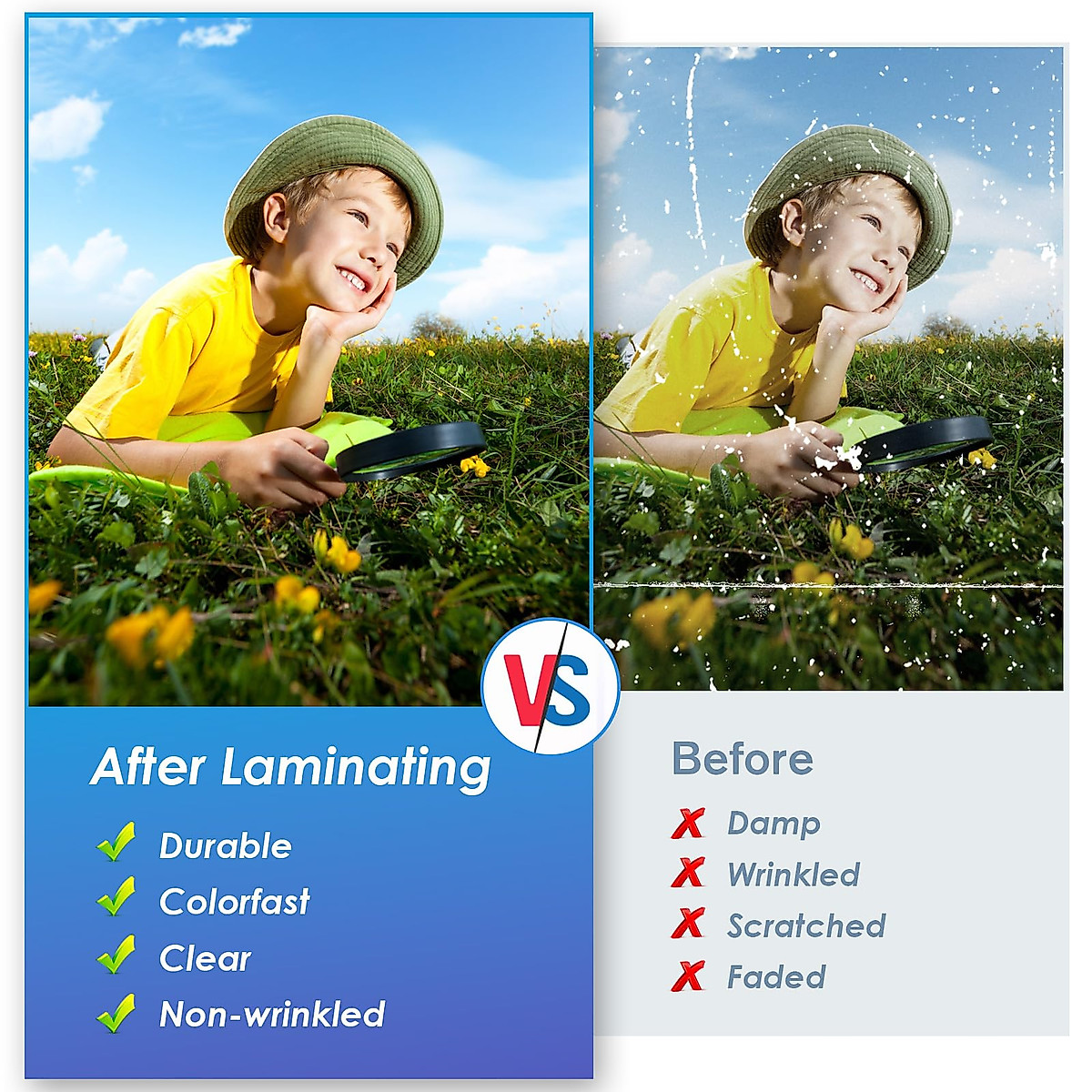 KTRIO Self-Adhesive Laminating Sheets 8.5 x 11 inches, 25 Sheets, 4 Mil Thickness, Clear Self Sealing Laminate Sheets for Crafts, No Machine Needed Self Laminating Sheets