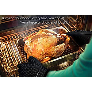 KITCHEN PERFECTION Silicone Smoker Oven Gloves -Extreme Heat Resistant BBQ Gloves -Handle Hot Food Right on Your Smoker Grill Fryer Pit|Waterproof Oven Mitts Grill Gloves |Superior Value Set+3 Bonuses