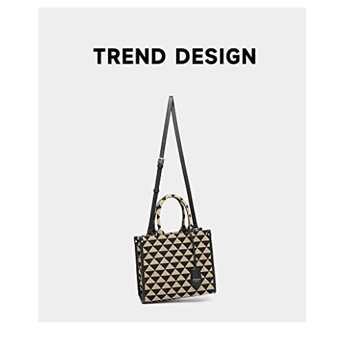 Classic triangle enamel metal logo black beige embroidered Canvas shopping bag tote bag for women