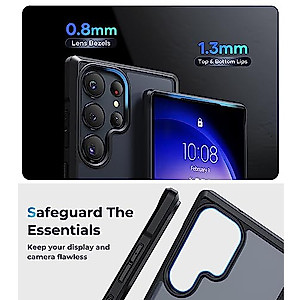 Simtect Shockproof for Samsung Galaxy S23 Ultra Case [Military Grade Drop Tested] [Ultimate Silky Touch] Translucent Matte Hard Back & Soft Edge Slim Protective Case for Galaxy S23 Ultra 6.8", Black