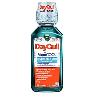 DayQuil Severe + Vicks VapoCOOL Daytime Cough, Cold & Flu Relief Liquid, 12 fl oz