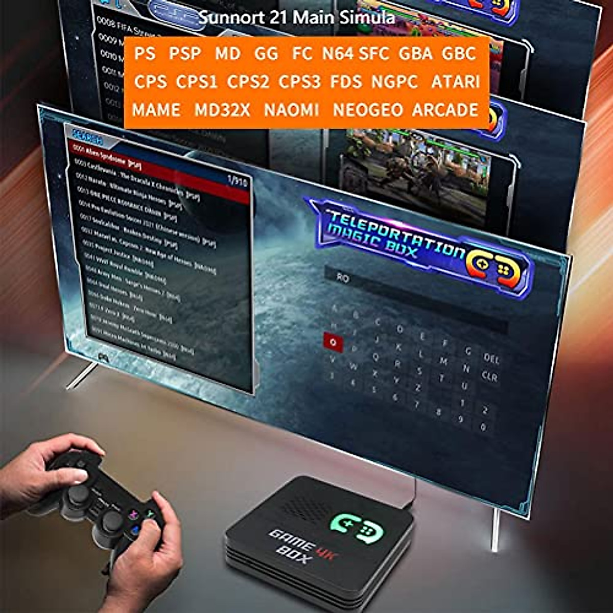 JAOCDOEN Retro Game Console, Wireless 2.4G Game Consoles Dual System Console, Classic Game Consoles Built-in 6700 Games Video Game Player with 2 Wireless Controllers