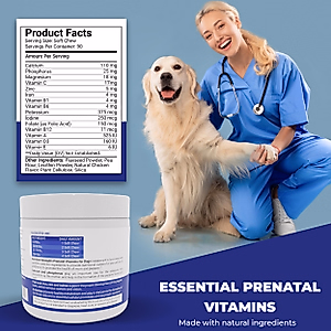 PregnaPaws Dog Pre-Natal & Post-Natal Supplement - Essential Nutrients for Pregnant & Nursing Dogs (Prenatal Vitamins)