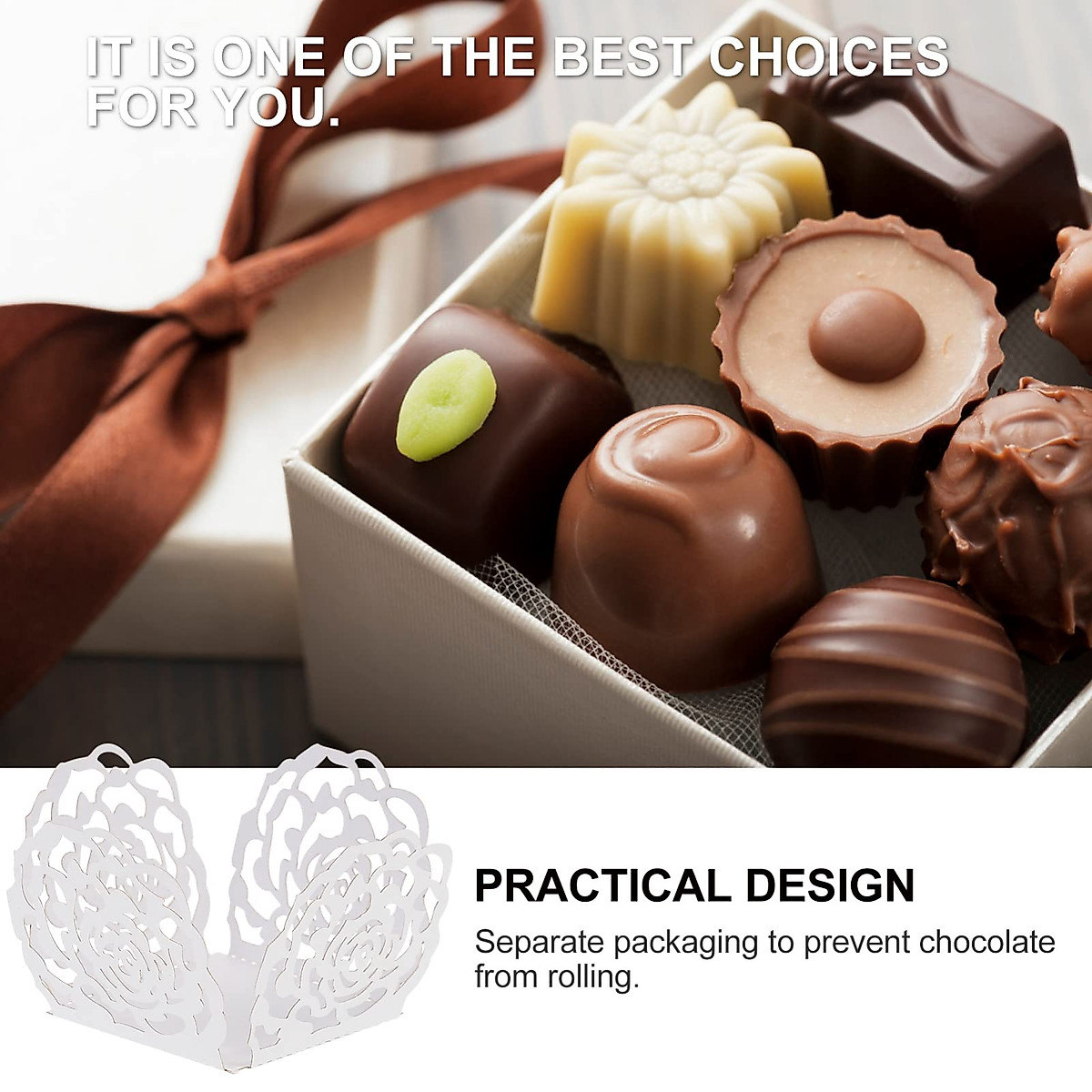 Alipis Chocolate Box Gift Chocolate Box Gift 50pcs Truffle Wrappers Paper Chocolate Paper Candy Cups Small Hollow-out Flower Truffle Wrappers Liners Cups Cupcake Liners