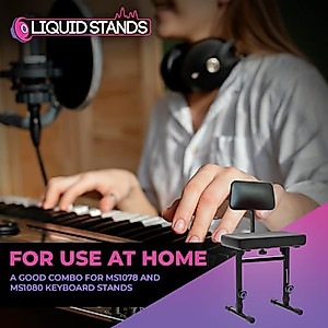 Liquid Stands Piano Bench Adjustable Stool – Music Keyboard Bench with Backrest Seat for Piano Keyboard Stand with Black Padded Cushion for Musicians Piano Stool Chair