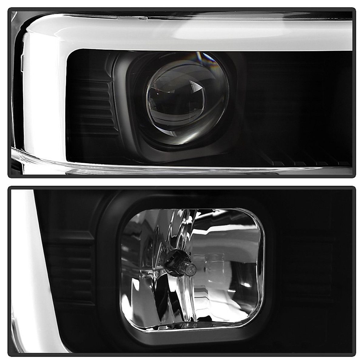 ACANII - For Black 2008 2009 2010 Ford F250 F350 Superduty Pickup LED Tube Projector Headlights Headlamps Set Left+Right