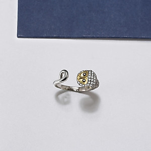 Ginger Lyne Collection Cute Monkey Wrap Sterling Silver Ring CZ Two Tone