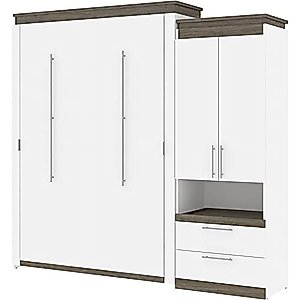 Atlin Designs 95" Queen Murphy Bed with Storage Cabinet in White