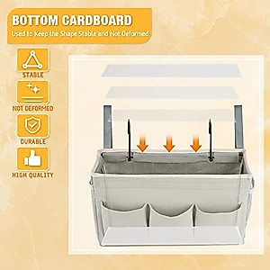 Lilithye Bedside Caddy Bedside Organizer Bedside Storage Caddy with Fixed Straps and Water Bottle Holder for Home College Dorm Bunk Bed Hospital Bed Crib Bed Rails (Grey)