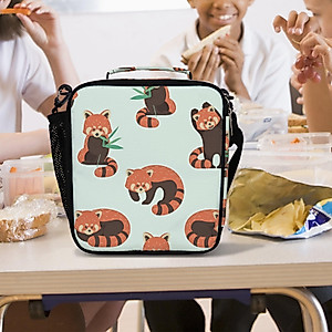 My Daily Red Panda Insulated Lunch Bag, Cute Cartoon Portable Lunch Box for Women Adults Reusable Cooler Tote with Shoulder Strap for Office