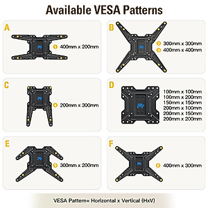Mounting Dream TV Wall Mount Bracket for Most of 26-55 Inch LED, LCD, OLED and Plasma Flat Screen TV with Full Motion Swivel Articulating Arm up to VESA 400x400mm and 60 lbs, MD2393-MX