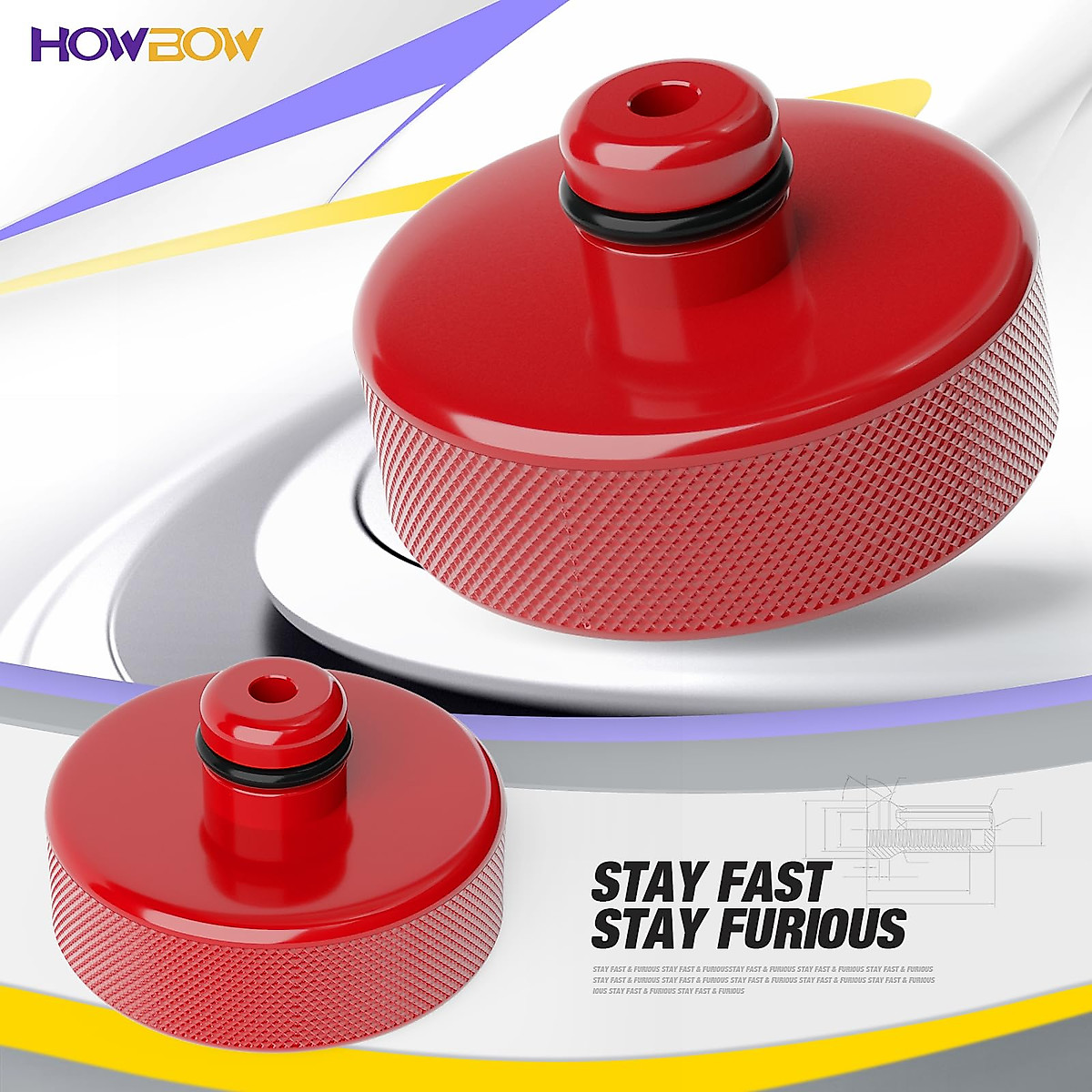 Jack Pad for Tesla Model 3 Y S X, Tesla Lifting Pucks Upgraded Polyurethane Jack Adapter Accessories Without Stinks, Howbow Floor Jack Tire Repair Tool Protects Battery & Chassis 4Pcs Red with Bag1