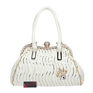 Fawziya Butterfly Spherical Crystal Ball Hand Bags For Women Pu Leather Purse And Bags-White