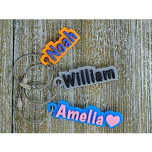 Fun Personalized Water Bottle and Bag Name Tag Whimsy Font, Hard Plastic Luggage Label Custom Nametag