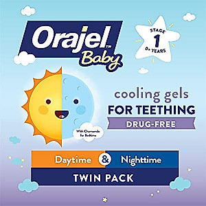 Orajel Baby Daytime & Nighttime Cooling Gels for Teething, Drug-Free, #1 Pediatrician Recommended Brand for Teething*, Two 0.18oz Tubes