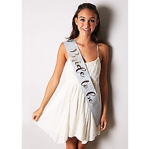 Glitter Silver Bride to Be Sash - Bride Tribe Bachelorette Sash | Bachelorette Party Favors- Bridesmaid Sashes | Wedding Bridal Shower Gifts & Games | Engagement Party Decorations Supplies