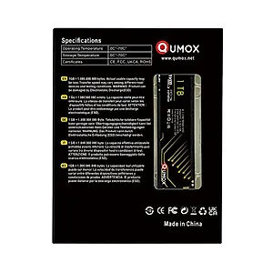 QUMOX 1TB PCIe NVMe M.2 Internal Solid State Drive SSD - Ultra-Fast Read Speed 2000MB/s, Write Speed 1600MB/s