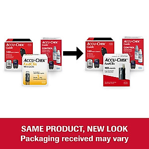 Accu-Chek FastClix Diabetes Blood Sugar Test Kit for Diabetic Glucose Monitoring: 102 FastClix Lancets, 100 Guide Test Strips, and Control Solution (Packaging May Vary)