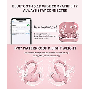 Wireless Earbuds, Bluetooth 5.1 Sport Headphones with mic, Noise Cancelling Touch Control in-Ear Bluetooth Earphones, Type-C Charging Wireless Headphones Auto Pairing, Stereo Headset for Gym