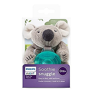 Philips AVENT Soothie Snuggle Pacifier Holder with Detachable Pacifier, Koala, 0m+, SCF347/06