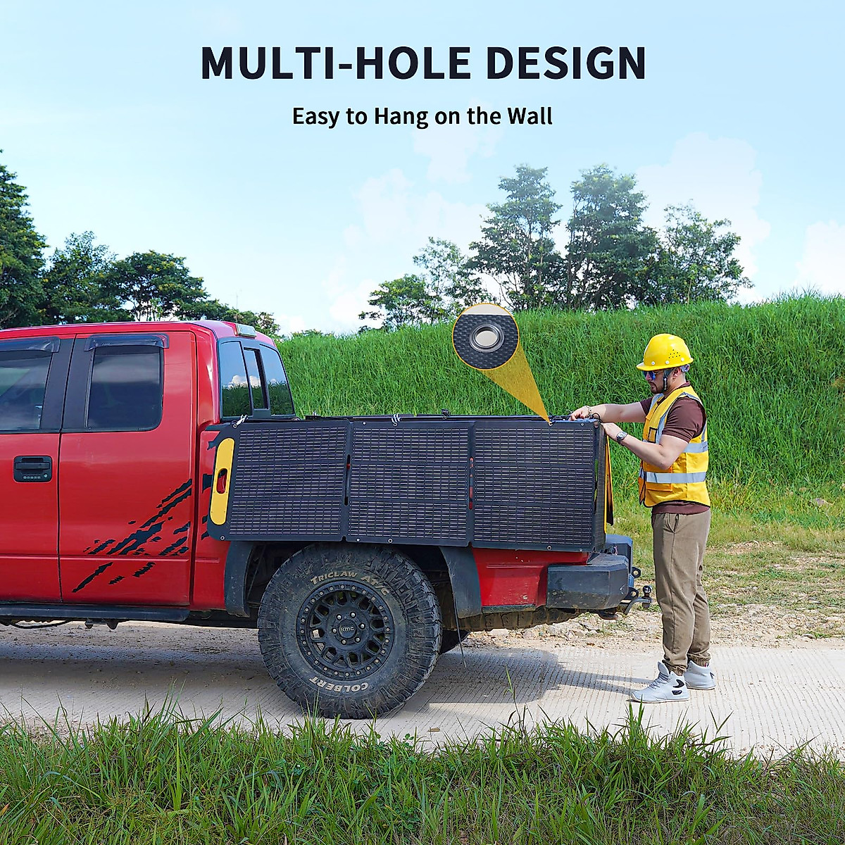 VTOMAN Portable Solar Panel for Solar Generator, 110W 19V Folding Solar Charger with 23% Efficiency, IP67 Waterproof and Adjustable Kickstands Design for Camping, RV, Outdoor Adventures (VS110)