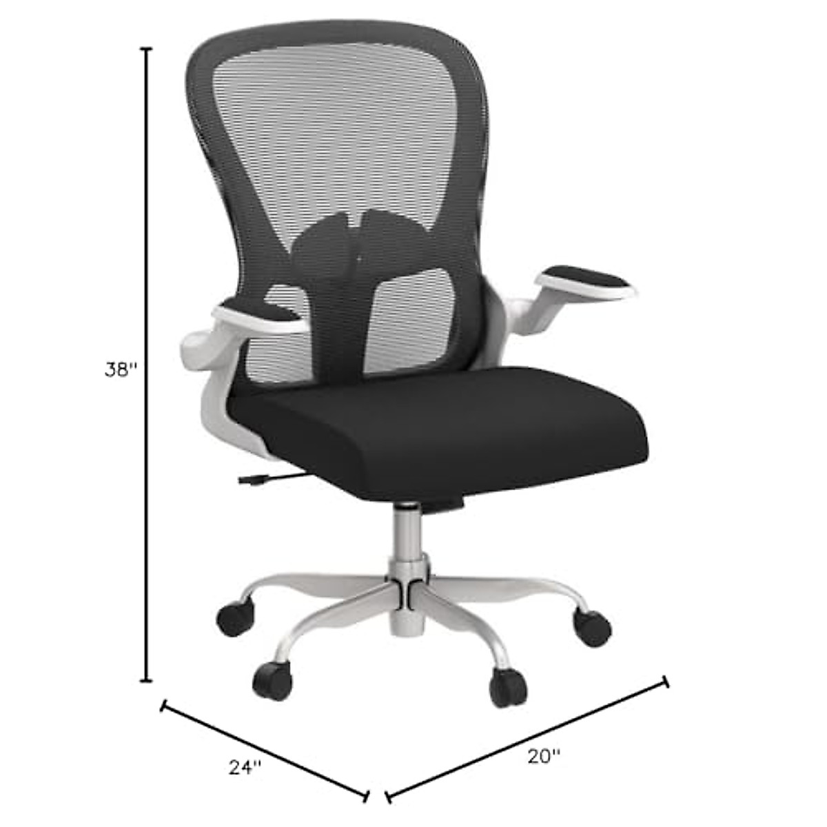 Ergonomic Office Chair, Comfort Swivel Home Office Task Chair, Breathable Mesh Desk Chair, Lumbar Support Computer Chair with Flip-up Arms and Adjustable Height