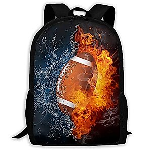 Ice Fire American Football Unique Outdoor Shoulders Bag Fabric Backpack Multipurpose Daypacks for Adult
