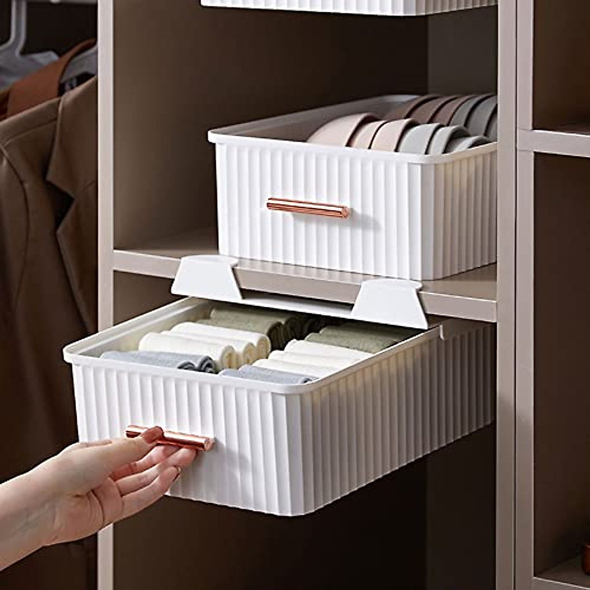 Zitrenot Under Desk Drawer Socks Organizer 6 Compartments Clothes Storage Bin for Bedroom Dorms Damage Free