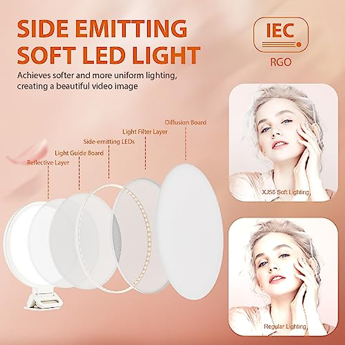 ACMEZING Full-Screen Ring Light 60 LED Side Lighting Anti-Glare Clip on Ring Light for Phone iPhone Laptop Computer Monitor, 3 Light Modes for Live Streaming, Selfies, Video Conference, Zoom Lighting